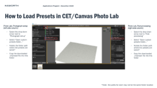 How to Load CET Photo Lab PreSets | Details Page | Haworth