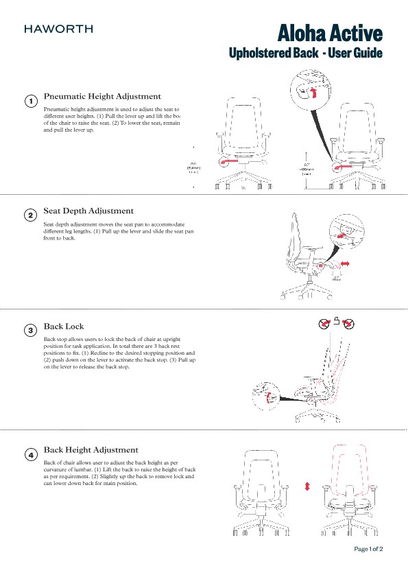 Aloha Active Upholstered Back User Guide | File details | Haworth