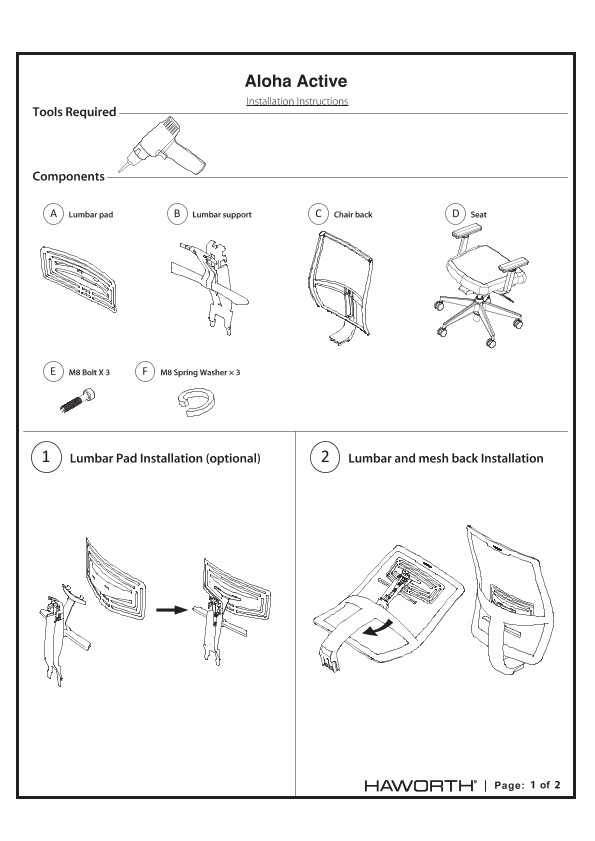 Aloha Active Installation Guide | ファイルの詳細 | Haworth