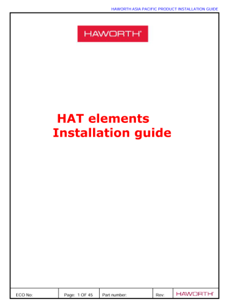 HAT Elements Installation Guide | 文件详细信息 | Haworth