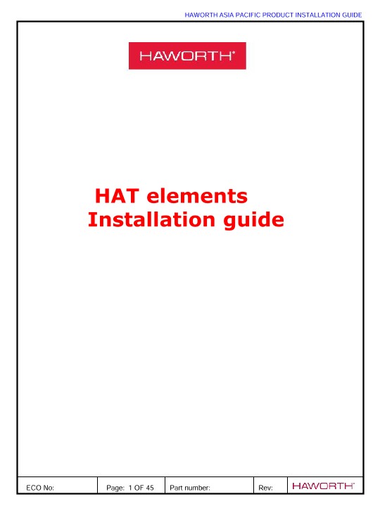 HAT Elements Installation Guide | 文件详细信息 | Haworth