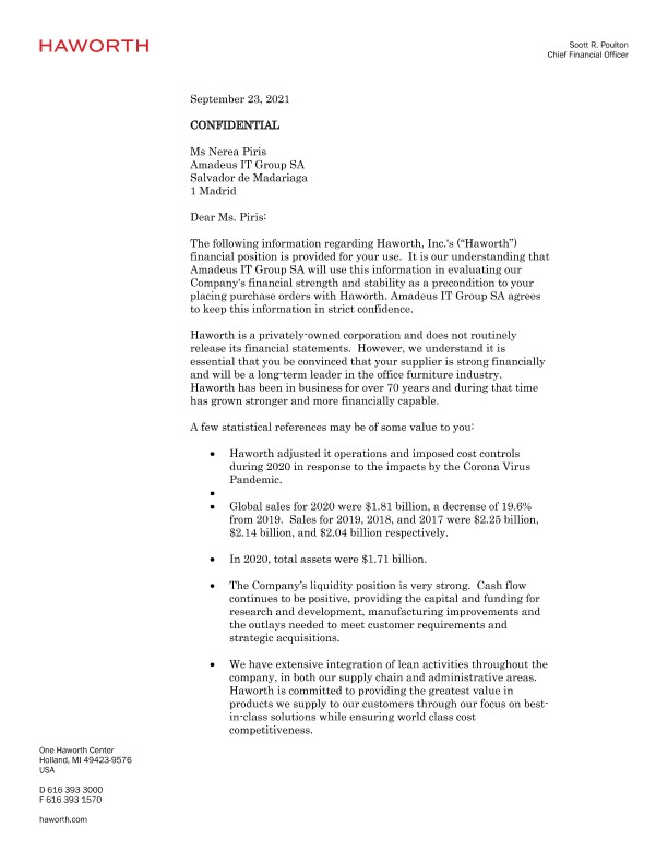Haworth Financial Strength Letter | File details | Haworth