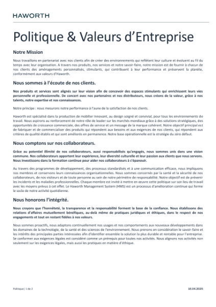[FR] Company Policy and Values | File details | Haworth