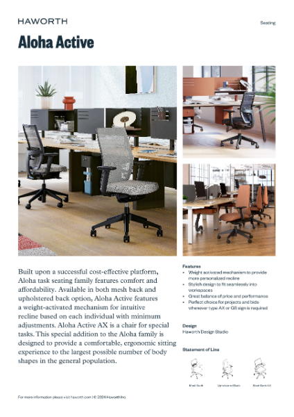 Aloha Active product sheet | File details | Haworth