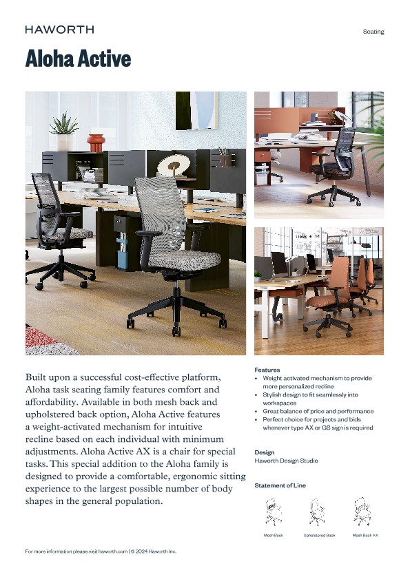 Aloha Active product sheet | File details | Haworth