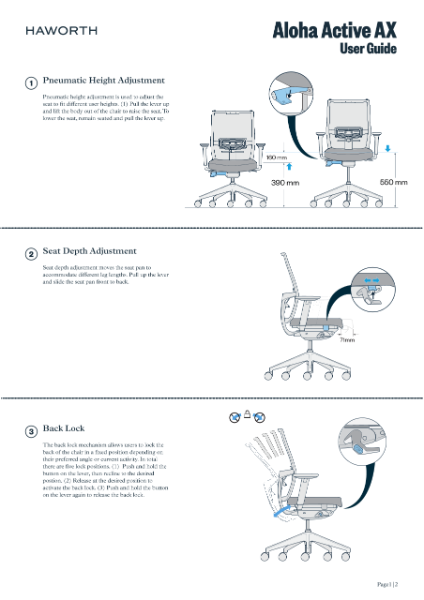Aloha Active AX User Guide | File details | Haworth