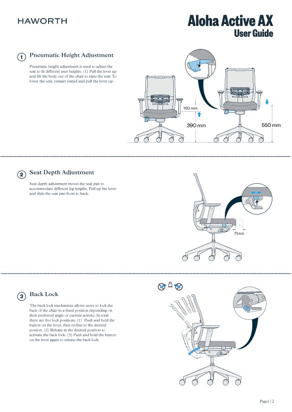 Aloha Active AX User Guide | Détails du fichier | Haworth
