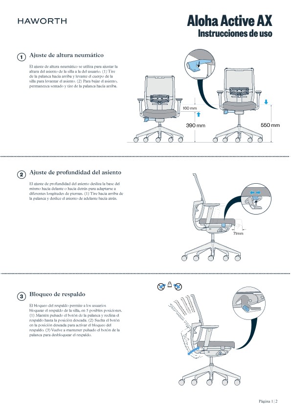 Aloha Active AX Instrucciones de uso | Detalles del archivo | Haworth