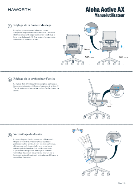 Aloha Active AX Bedienungsanleitung [FR] | Datei-Details | Haworth