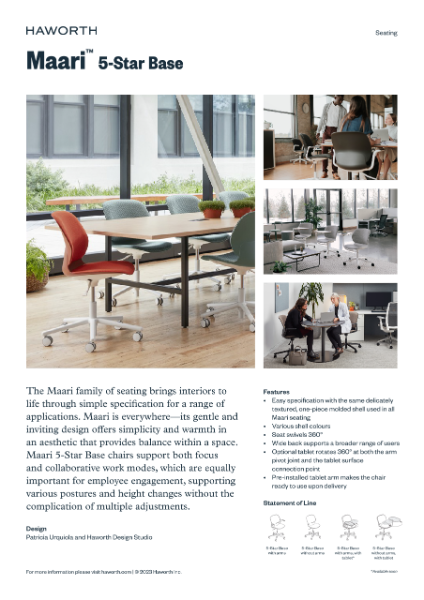 Maari product sheet - 5 star base | File details | Haworth