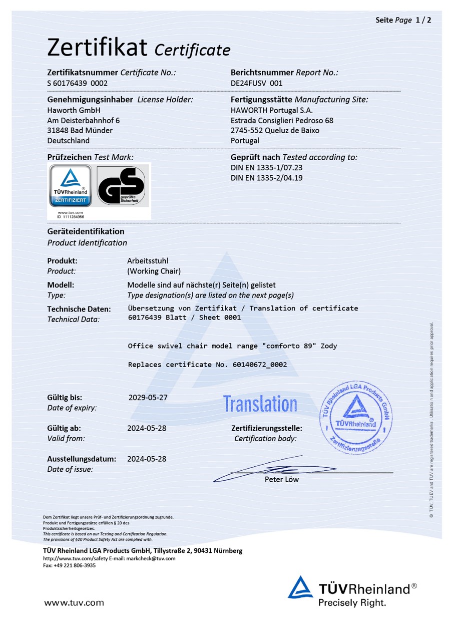 Zody task certificate - GS safety, Portugal | File details | Haworth