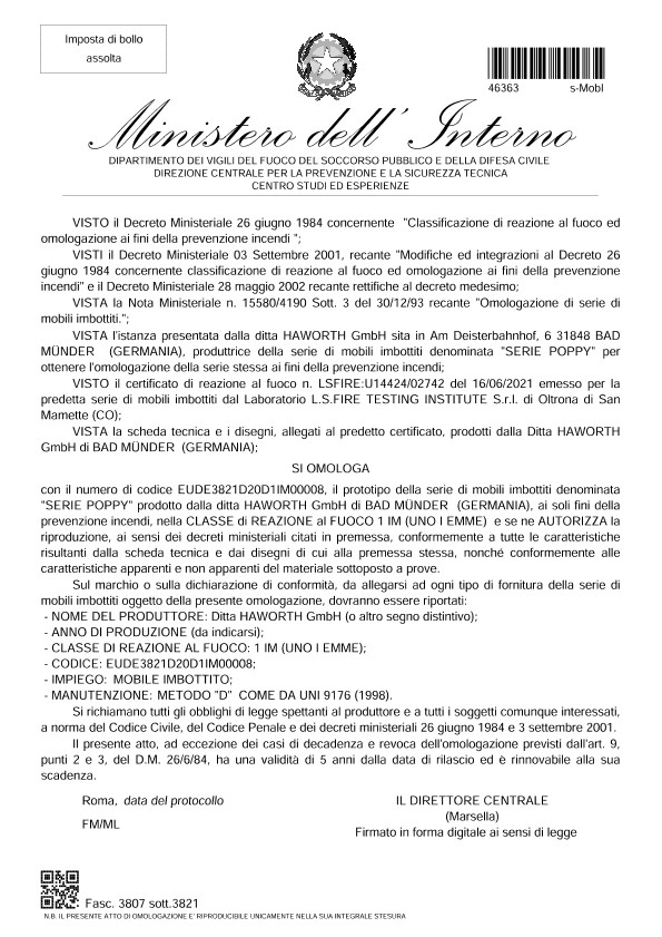 Poppy certificate – Fire Retardancy: Class 1 IM | Detalles del archivo ...