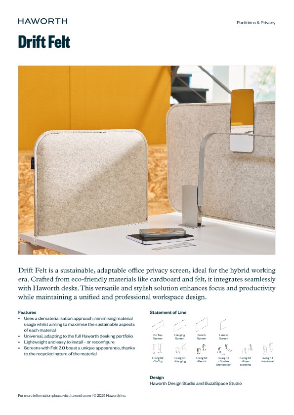 Drift Felt product sheet | File details | Haworth