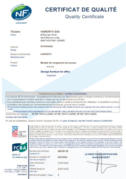 Interange certificate - NF environment | File details | Haworth