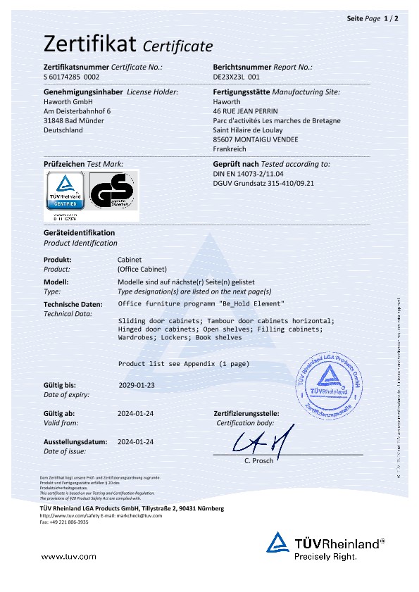 Be_Hold certificate - GS safety | Détails du fichier | Haworth