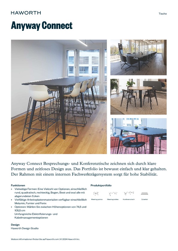 Anyway Connect Fiche produit | Détails du fichier | Haworth