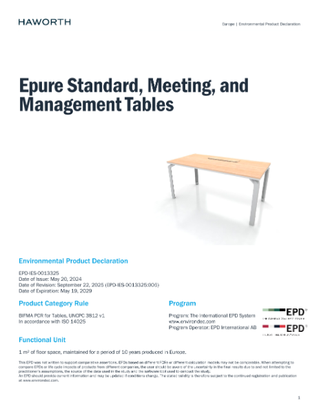 Epure environmental product declaration | File details | Haworth
