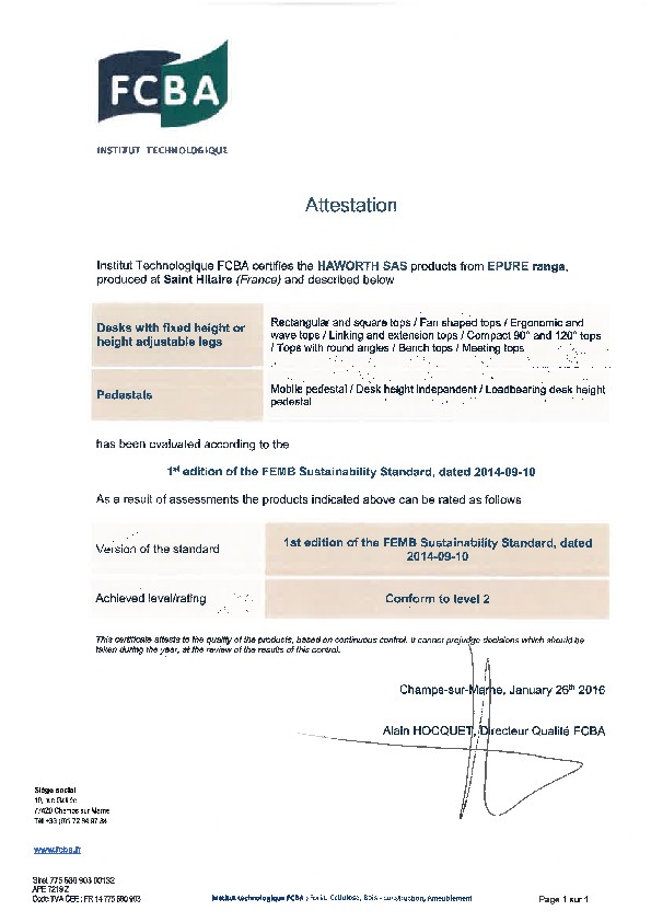 Epure sustainability attestation - FEMB | File details | Haworth