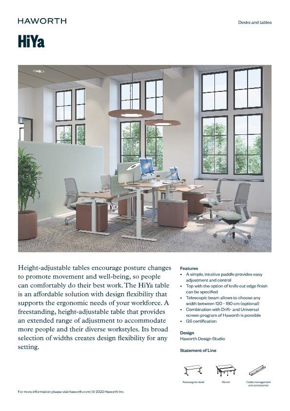 HiYa product sheet | File details | Haworth