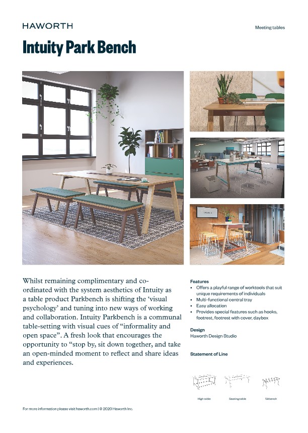 Intuity Park Bench product sheet | File details | Haworth