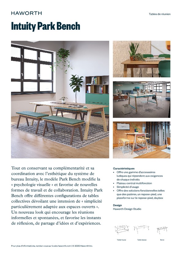 Intuity Park Bench - Présentation [DE] | Détails du fichier | Haworth