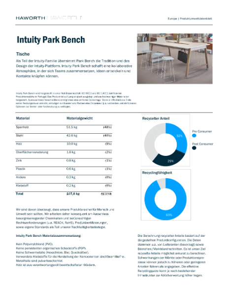 [DE] Intuity Park Bench environmental data sheet | Datei-Details | Haworth