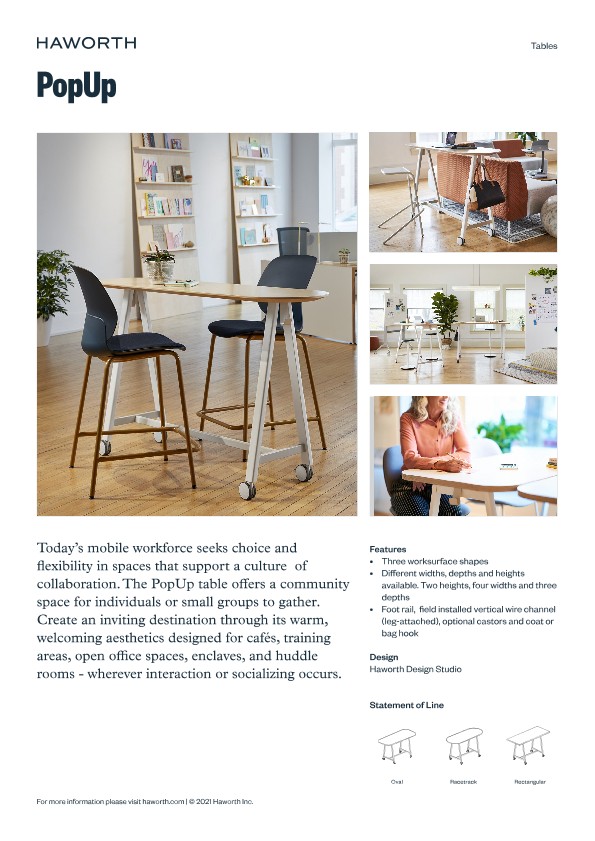 PopUp product sheet | File details | Haworth