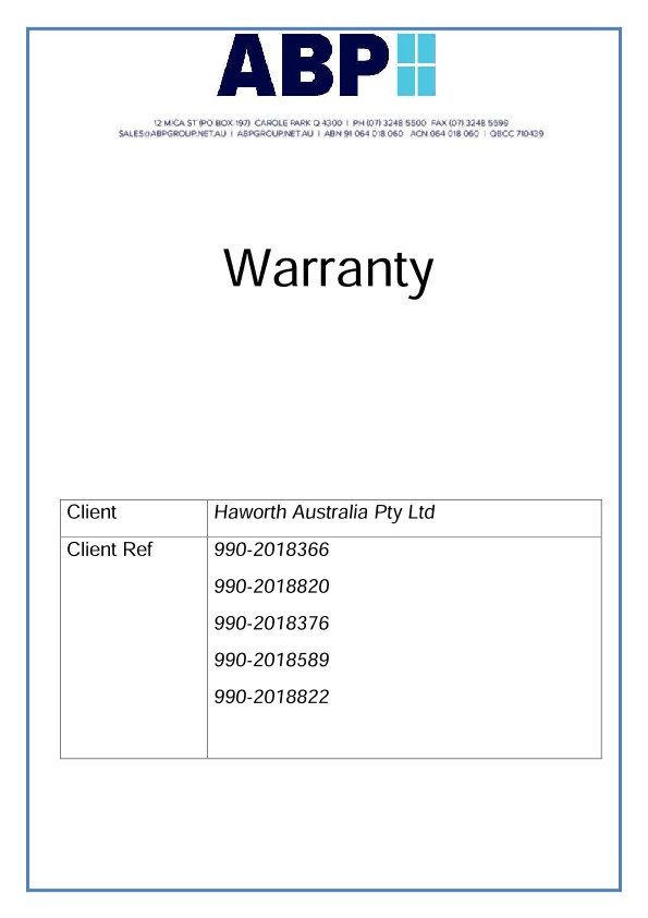 ABP Warranty Certificates | File details | Haworth