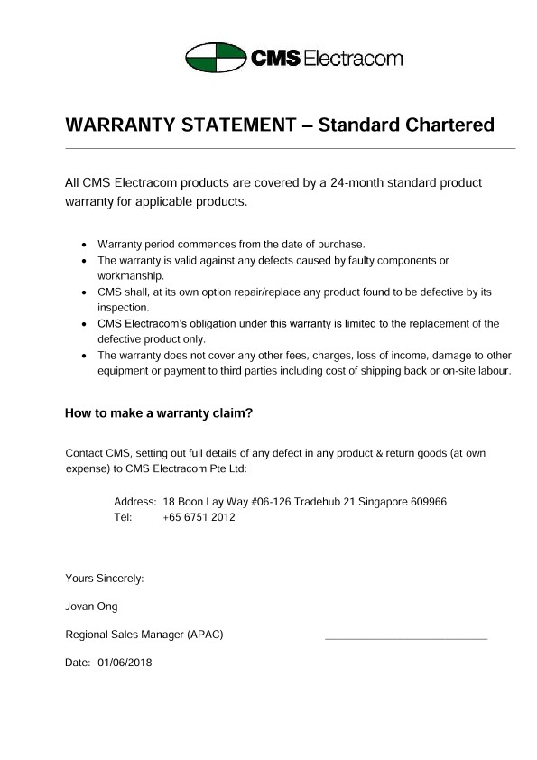 CMS Warranty Statement | ファイルの詳細 | Haworth