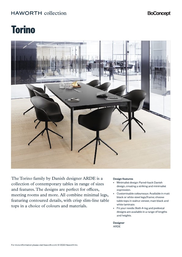 Torino product sheet | File details | Haworth