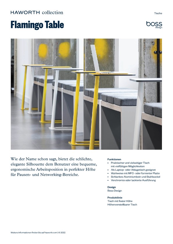 [DE] Flamingo Table - Fiche produit | Détails du fichier | Haworth