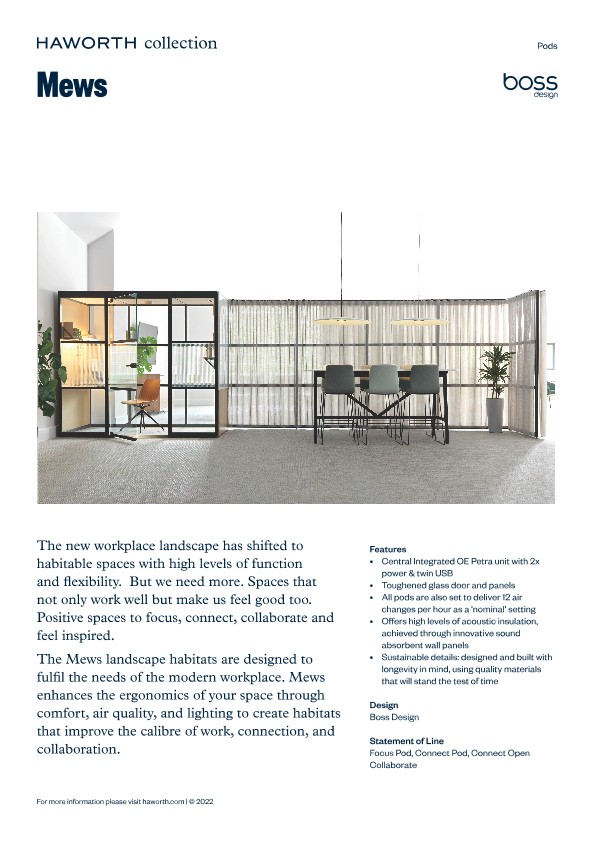 Mews Product Sheet | File details | Haworth