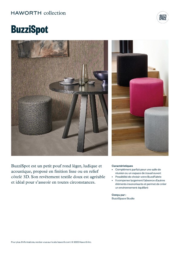 BuzziSpot - Fiche environnementale | Détails du fichier | Haworth