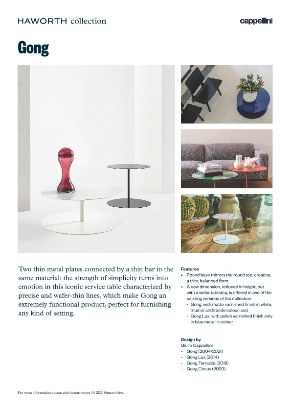 Gong product sheet | File details | Haworth