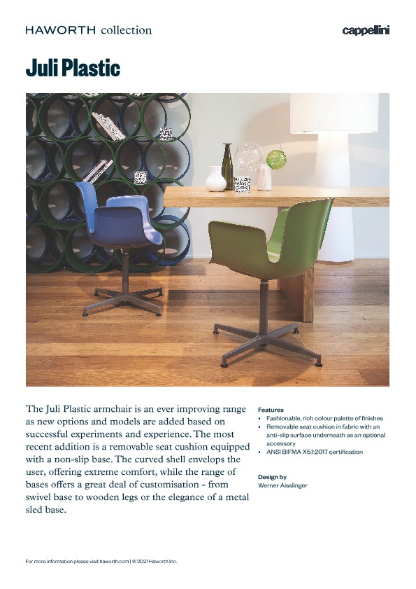 Juli Plastic product sheet | File details | Haworth