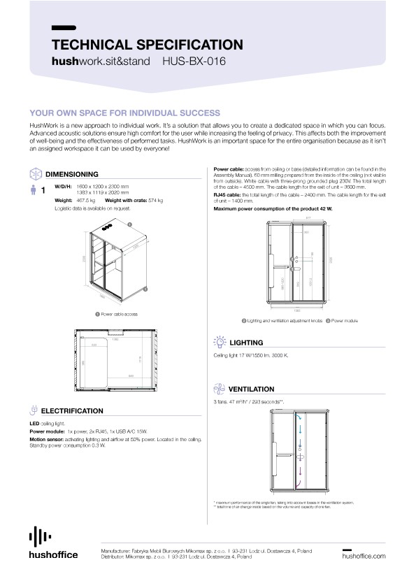 HushWork Sit&Stand fiche technique (en anglais) | Détails du fichier ...