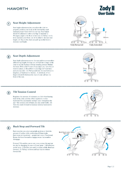 Zody II User guide | 文件详细信息 | Haworth