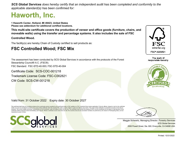 Haworth FSC CoC Certificate 2022-2027 | File details | Haworth
