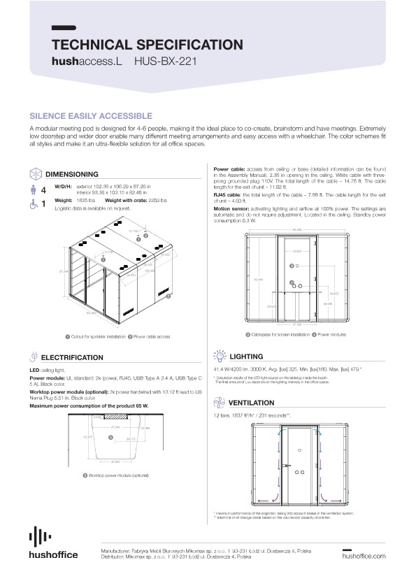 Hushoffice Specification Guides - hushAccess.L | Details Page | Haworth
