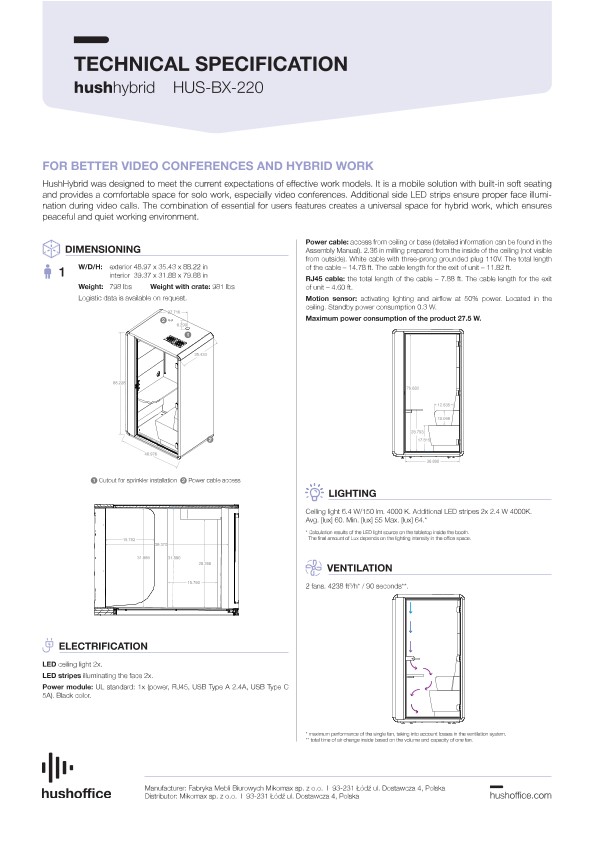 Hushoffice Specification Guides - hushHybrid | Details Page | Haworth