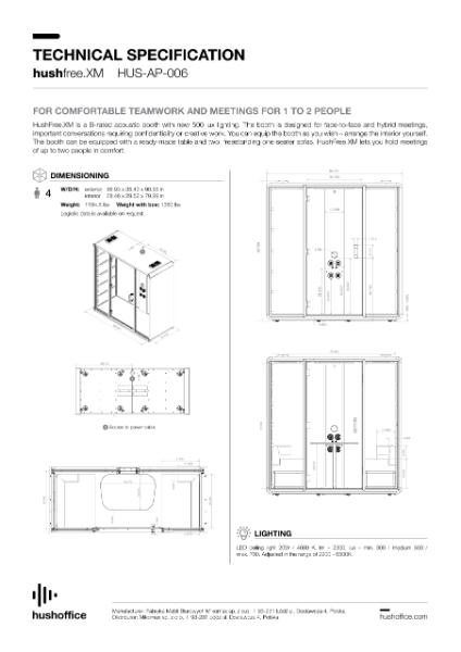 hushFree.XM Technical Spec Sheet | Details Page | Haworth