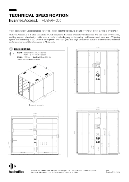 HushFree Technical Spec Sheets - hushFree.Access.L | Details Page | Haworth