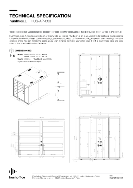 HushFree Technical Spec Sheets - hushFree.L | Details Page | Haworth