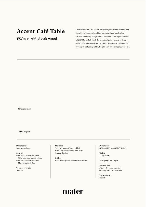 Mater Accent Cafe Table Product Sheet | Details Page | Haworth