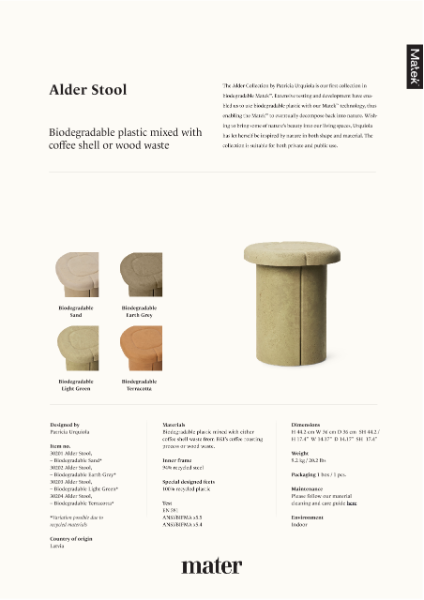 Mater Alder Stool Product Sheet | Details Page | Haworth