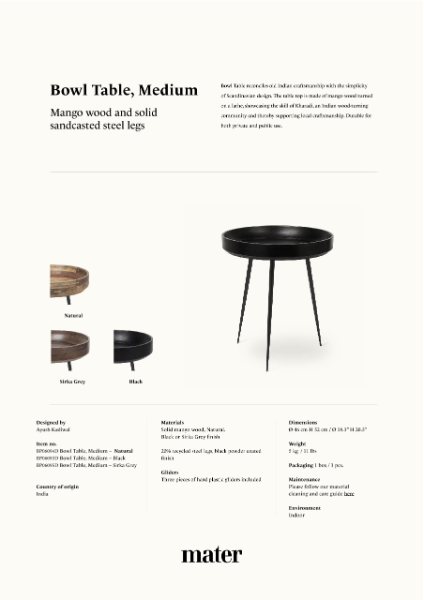Mater Bowl Table Medium Product Sheet | Details Page | Haworth