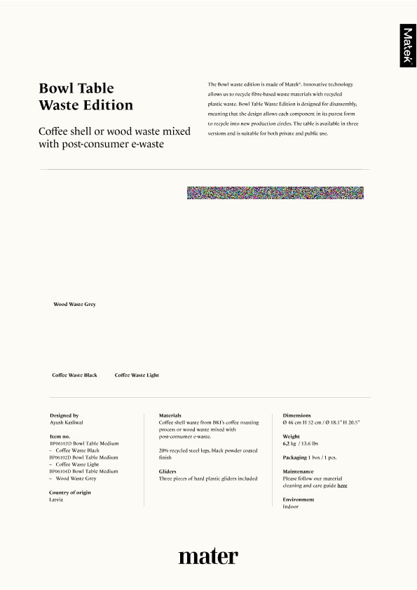 Mater Bowl Table Medium Product Sheet - Waste Edition | Details Page ...