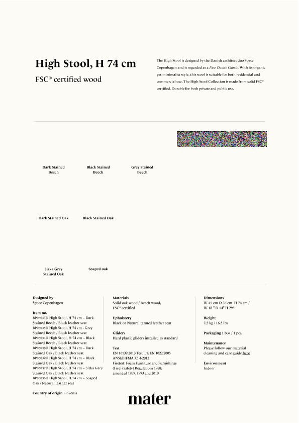 Mater High Stool 74x29 Product Sheet | Details Page | Haworth