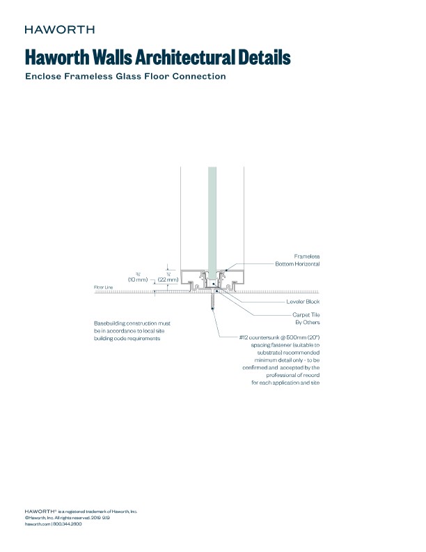 Enclose Frameless Glass Floor Connection | Details Page | Haworth
