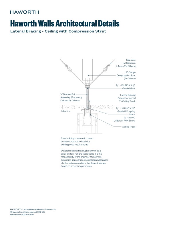 Lateral Bracing - Ceiling with Compression Strut | Details Page | Haworth